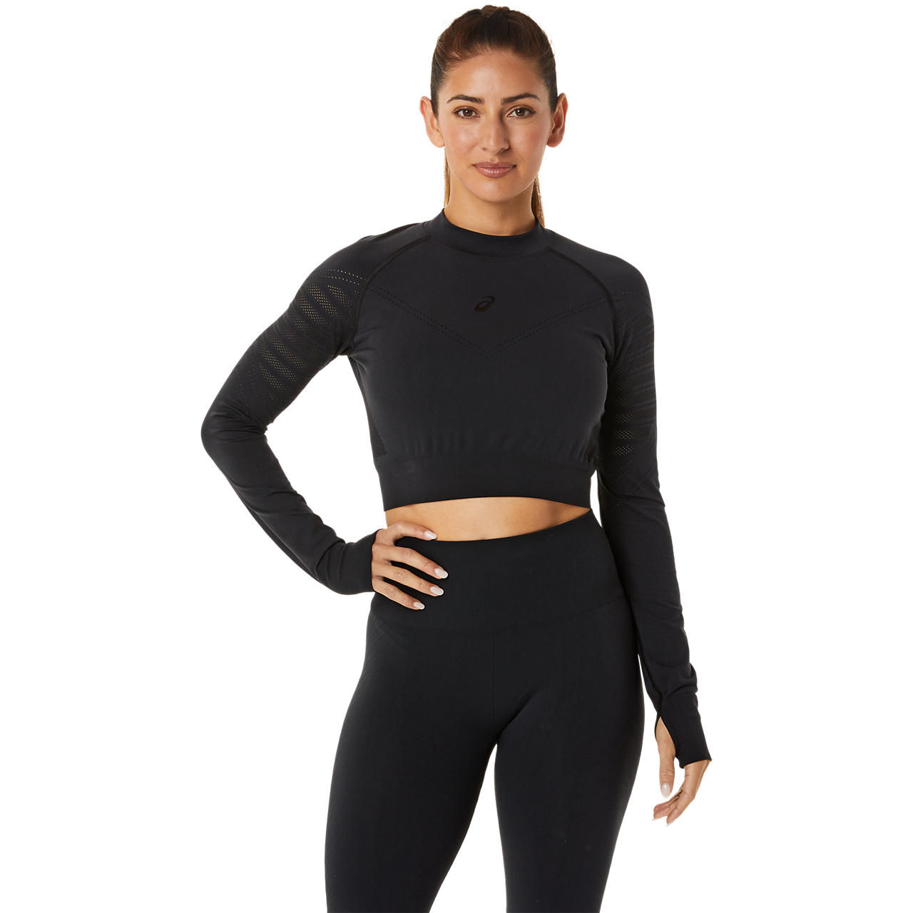 Asics Seamless Ls Crop Top Kadın Siyah Uzun Kollu Tshirt 2032C508-001