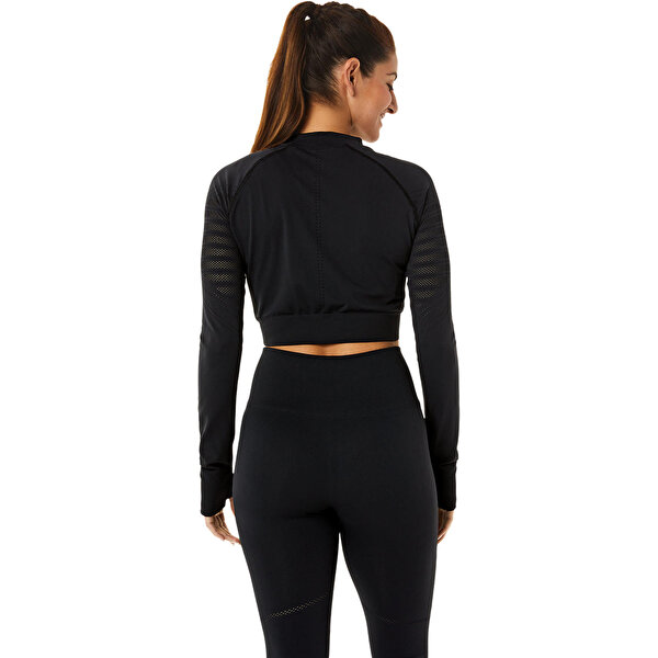 Asics Seamless Ls Crop Top Kadın Siyah Uzun Kollu Tshirt 2032C508-001